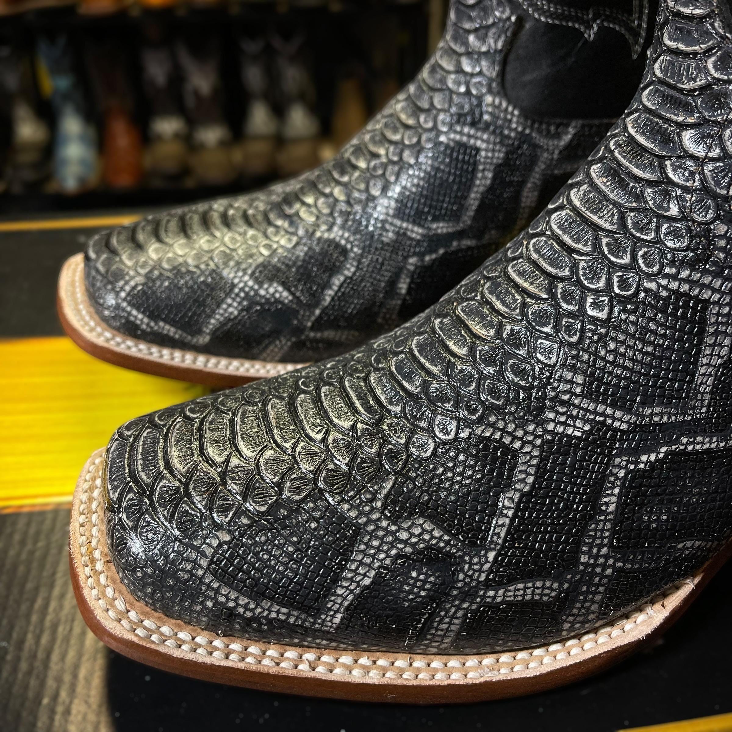 Men’s Python Snake Skin Boot. Western Cowboy Boots for Men. Square Toe ...