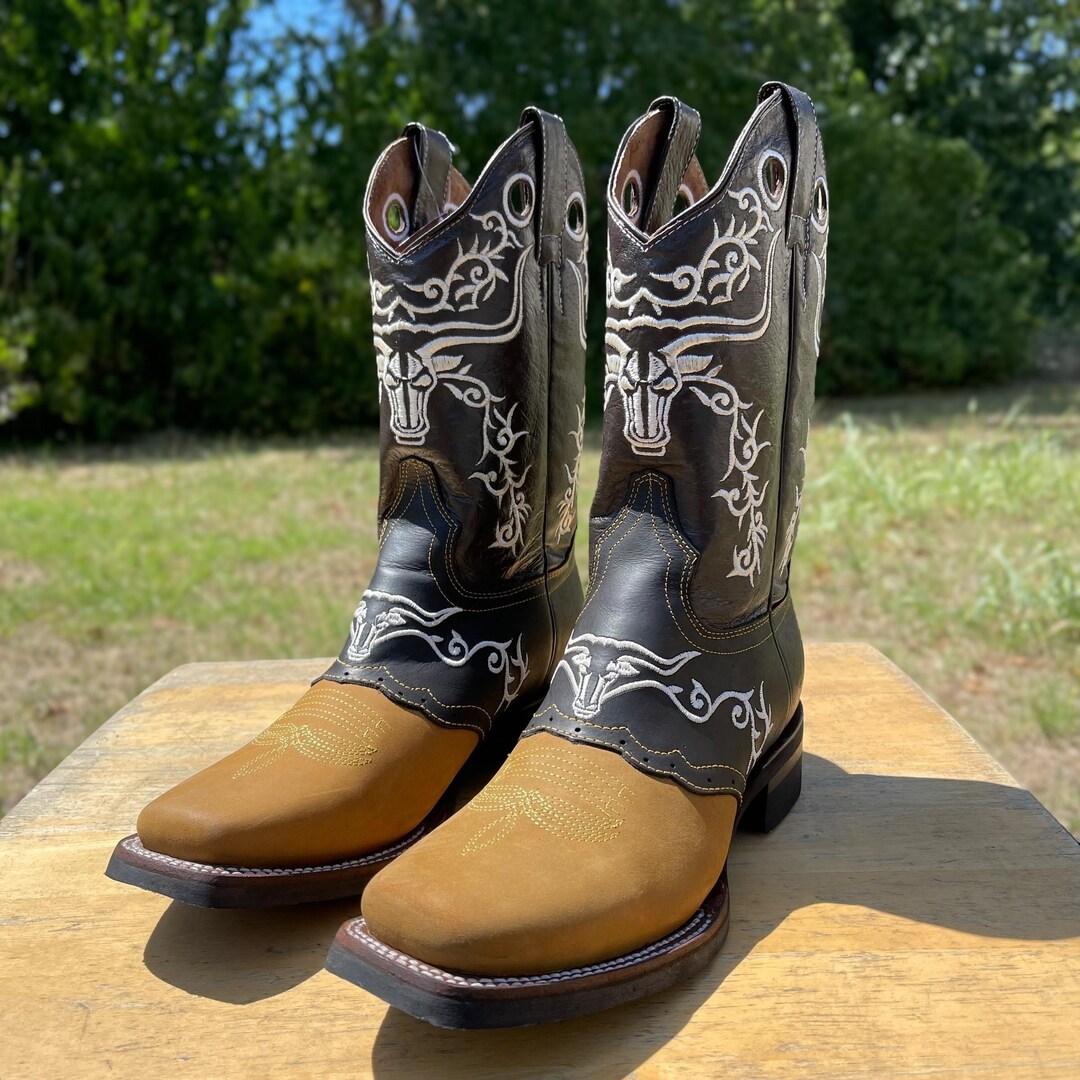 Men’s Cowboy Western Boots. Men’s Mexican Embroidery Boots. Rodeo ...