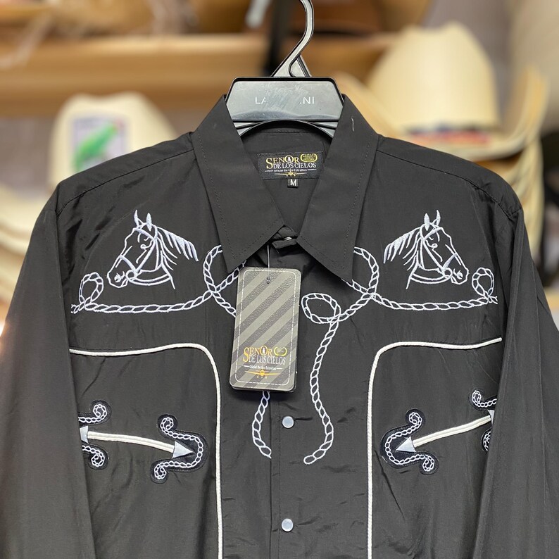 Men’s Embroidered Cowboy Shirt. Mexican Embroideted Shirt. Horse ...