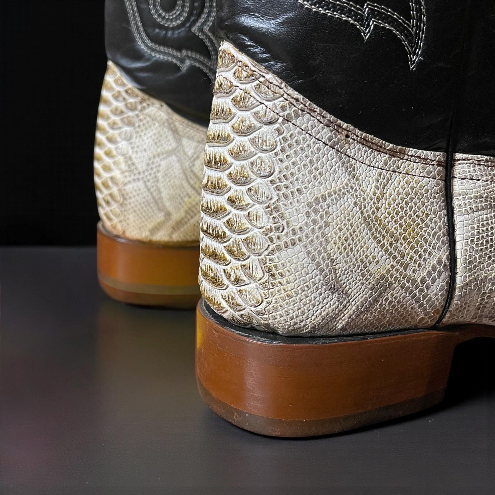 Men’s White-bone Python Snake Skin Boots. Cowboy Western Boots for Men ...