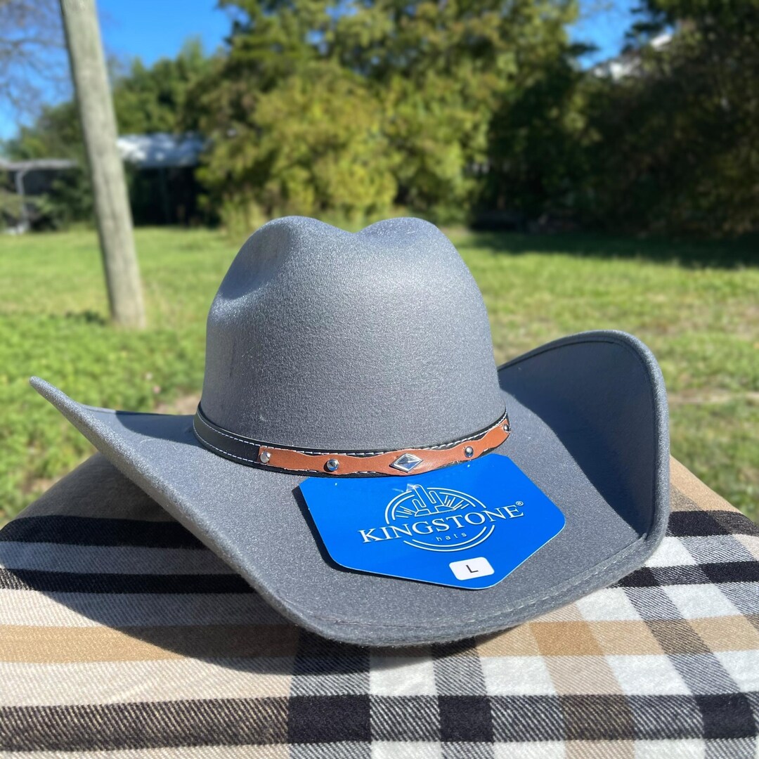 Men’s Gray Felt Cowboy Hat. Wool Western Hat for Men. Rodeo Cowboy Hat ...