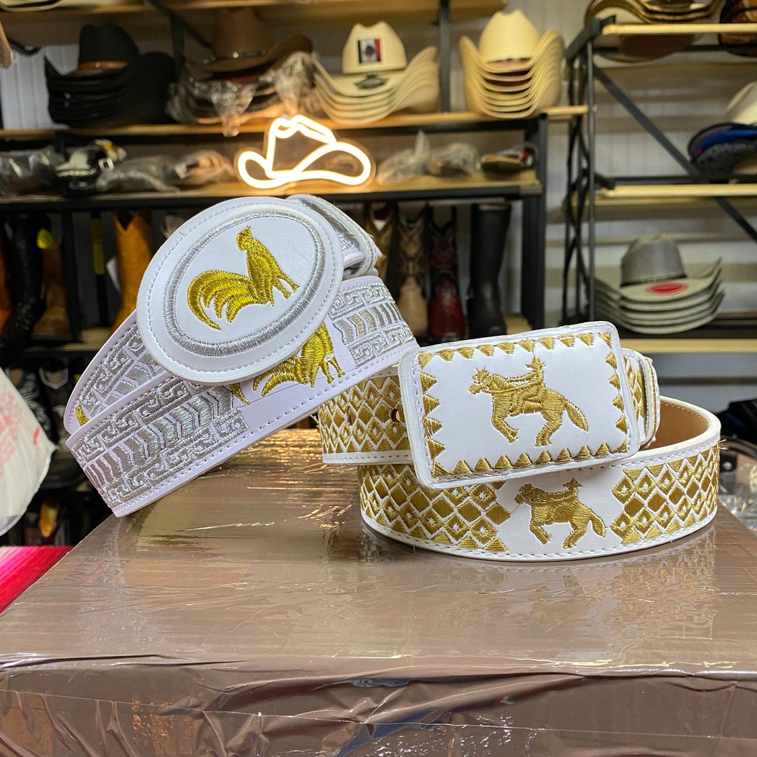 Mens Mexican Embroidered Belt. Western Cowboy Belt. Cinto Bordado De ...