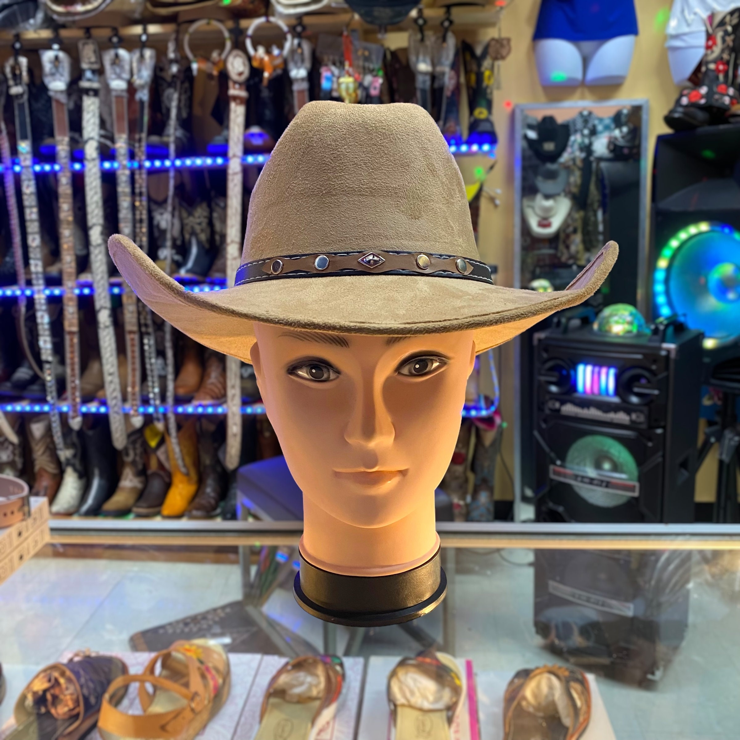 Mens Brown Suede Cowboy Hat. Mens Western Cowboy Hat. Mens Wide Brim ...