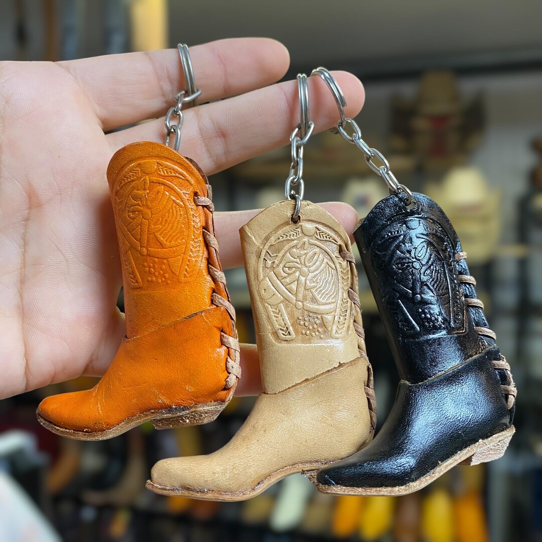 Cowboy Boot Key Chain. Leather Key Chain Charm. Western Rodeo Key Chain ...