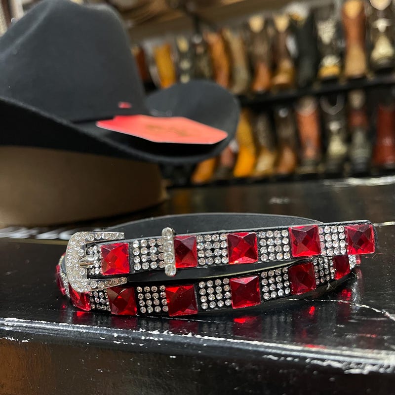 Red Leather Cowboy Hat Band - Etsy