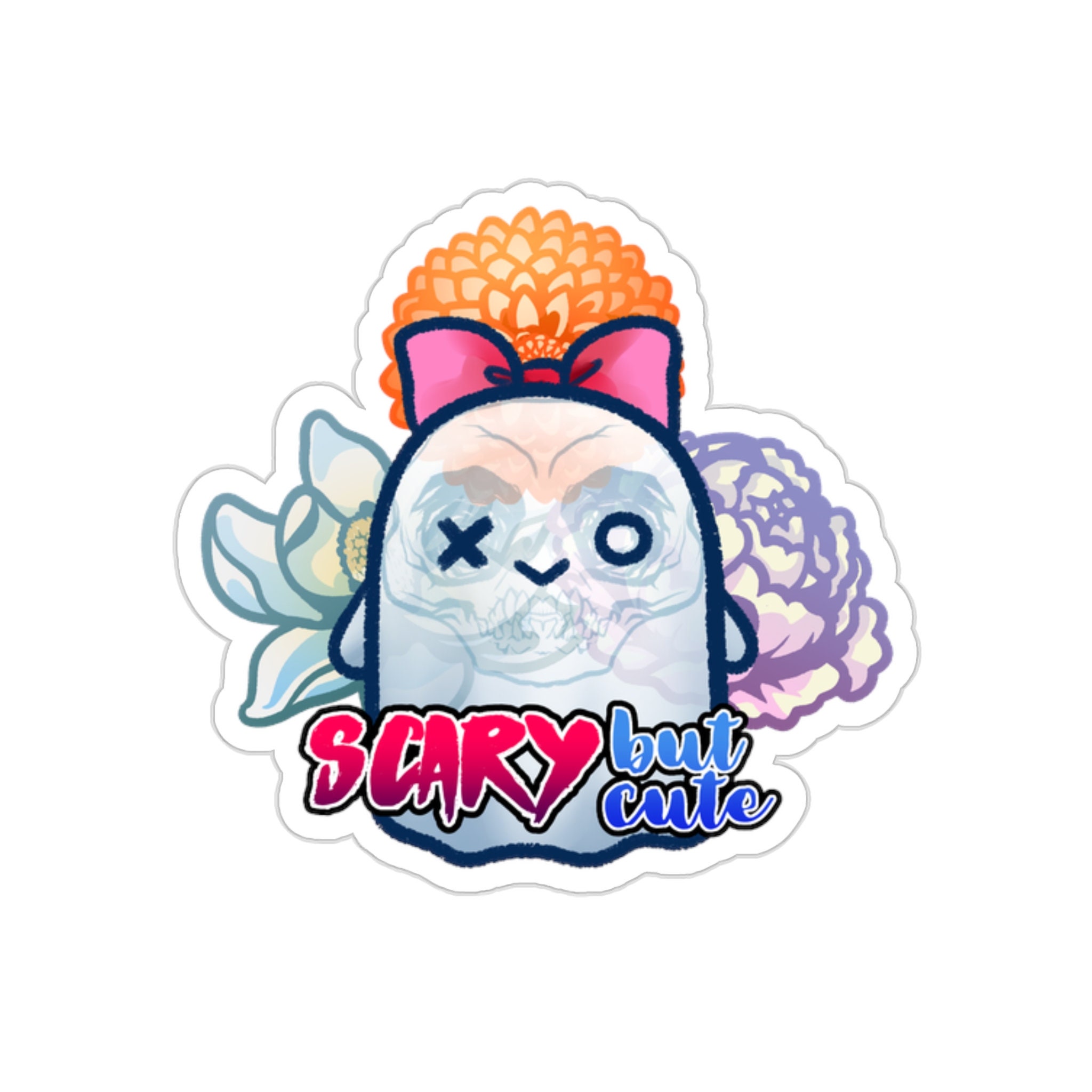 Chibi Ghost Sticker - Scary but Cute - Adorable and Spooky Kiss-cut ...