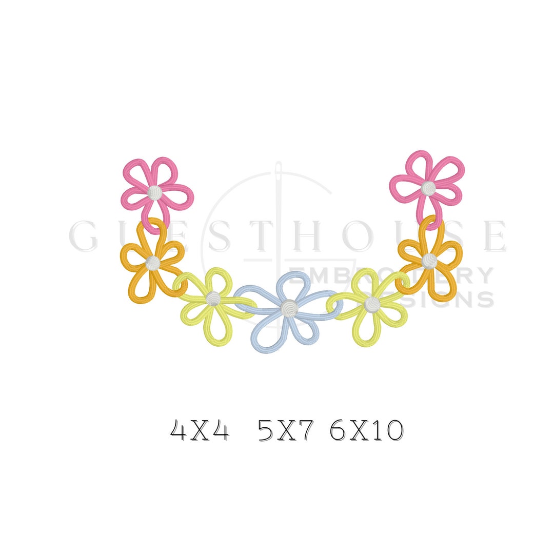 Groovy Flowerchain Frame Satin Stitch Machine Embroidery Design - Etsy