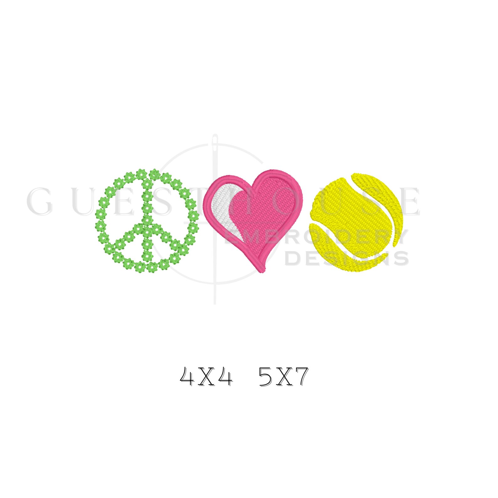 Peace Love & Tennis Satin Stitch Machine Embroidery Design - Etsy
