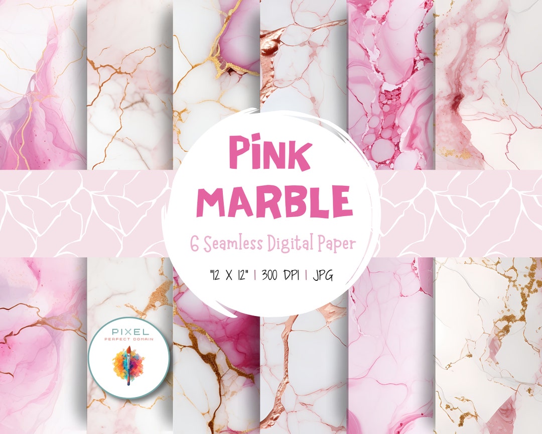 6 Pink Marble Digital Papers, Seamless Pattens, Scrapbook Paper, Marble ...