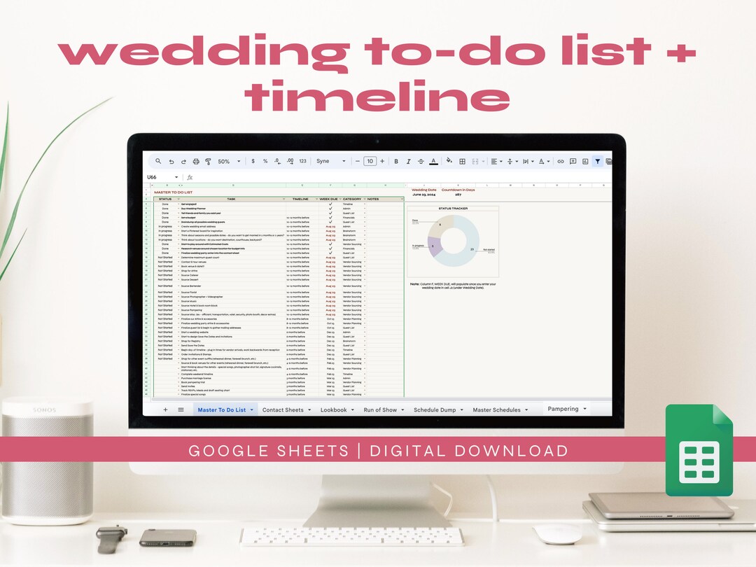 Streamlined Wedding Checklist • to Do List • Master Schedule • Run of Show • Google Sheet ...