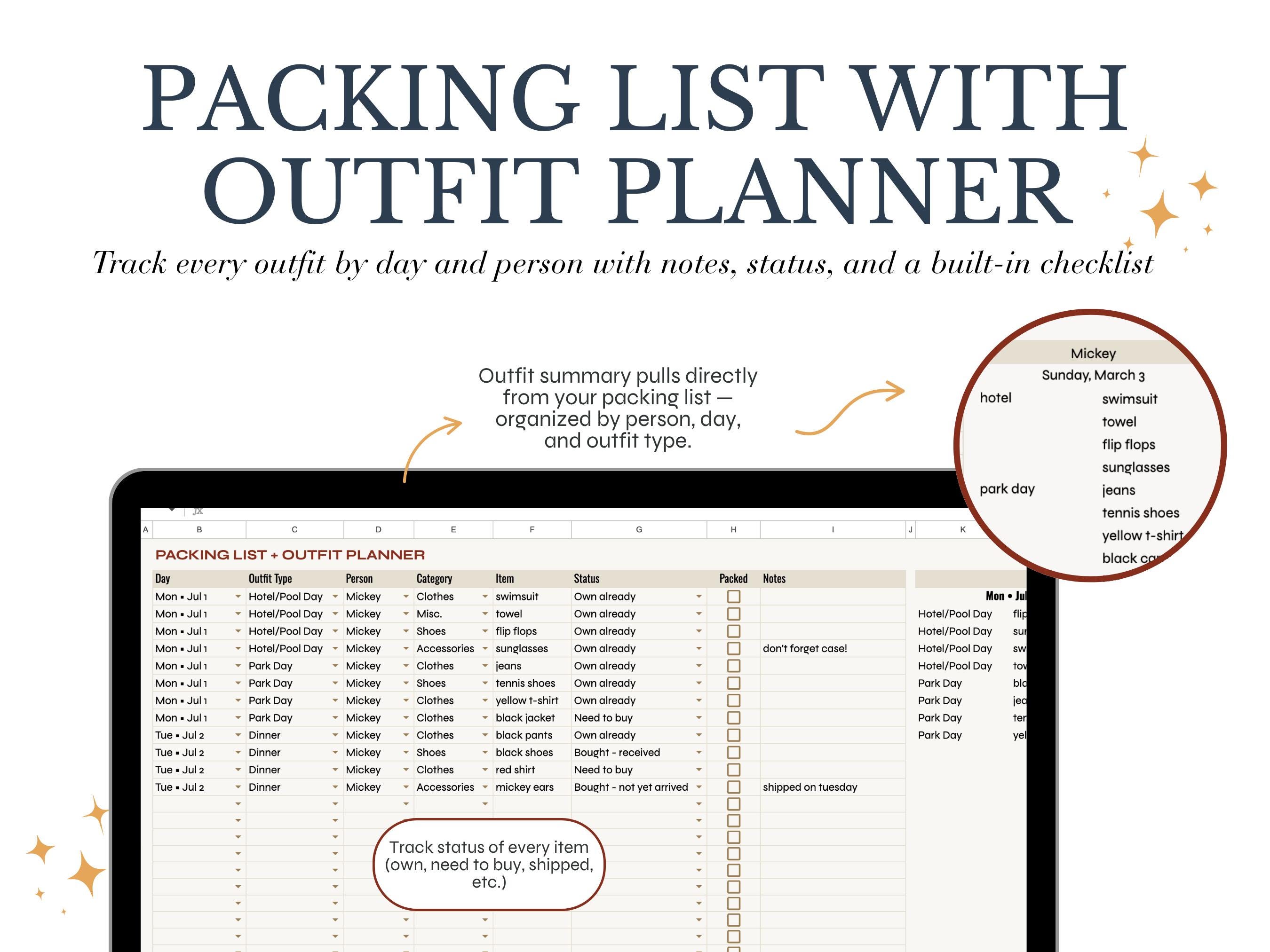 Disney World Trip Planner Google Spreadsheet • Itinerary, Budget, Rides ...