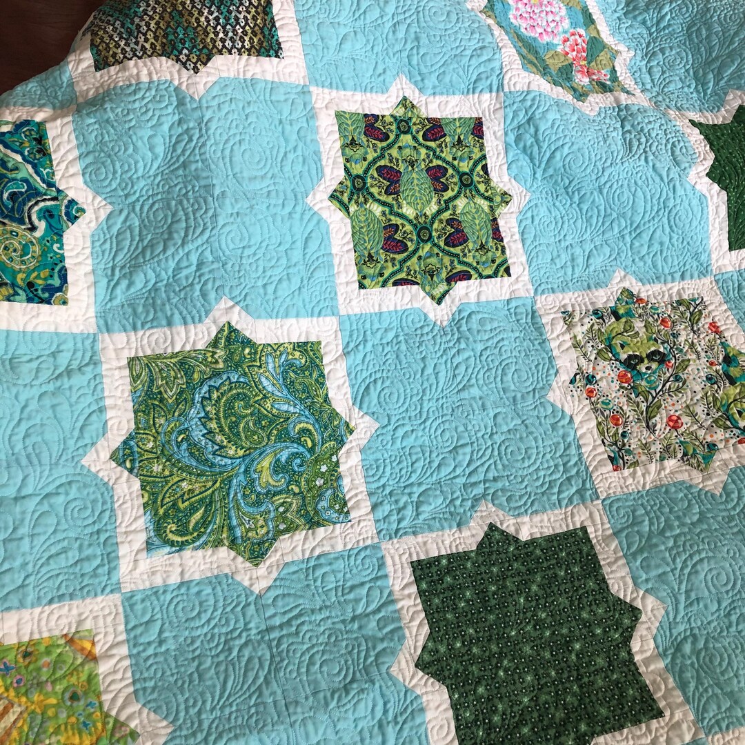 Finished Green and Blue Block Quilt - Etsy