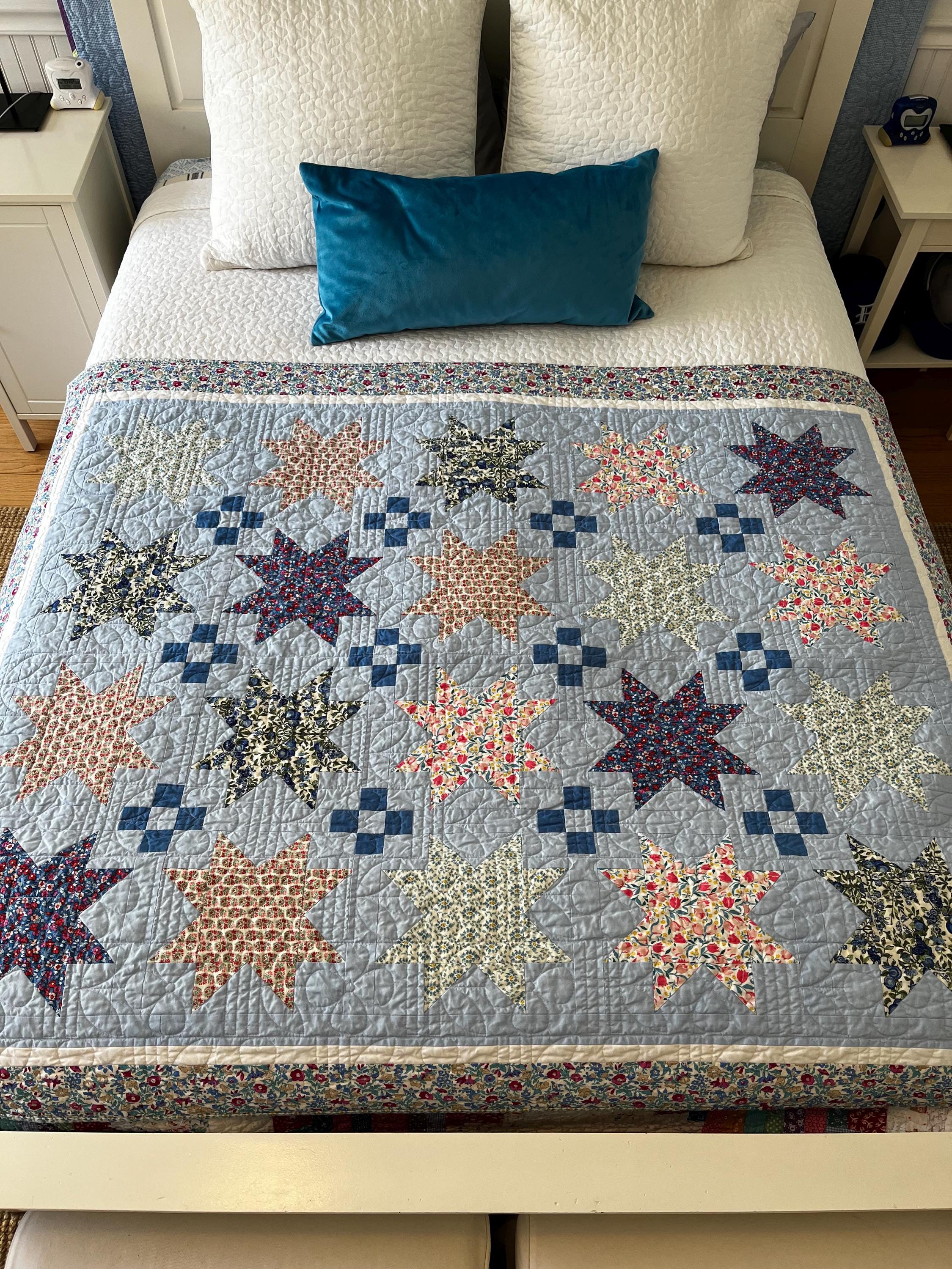 Finished Blue Star Block Quilt. - Etsy