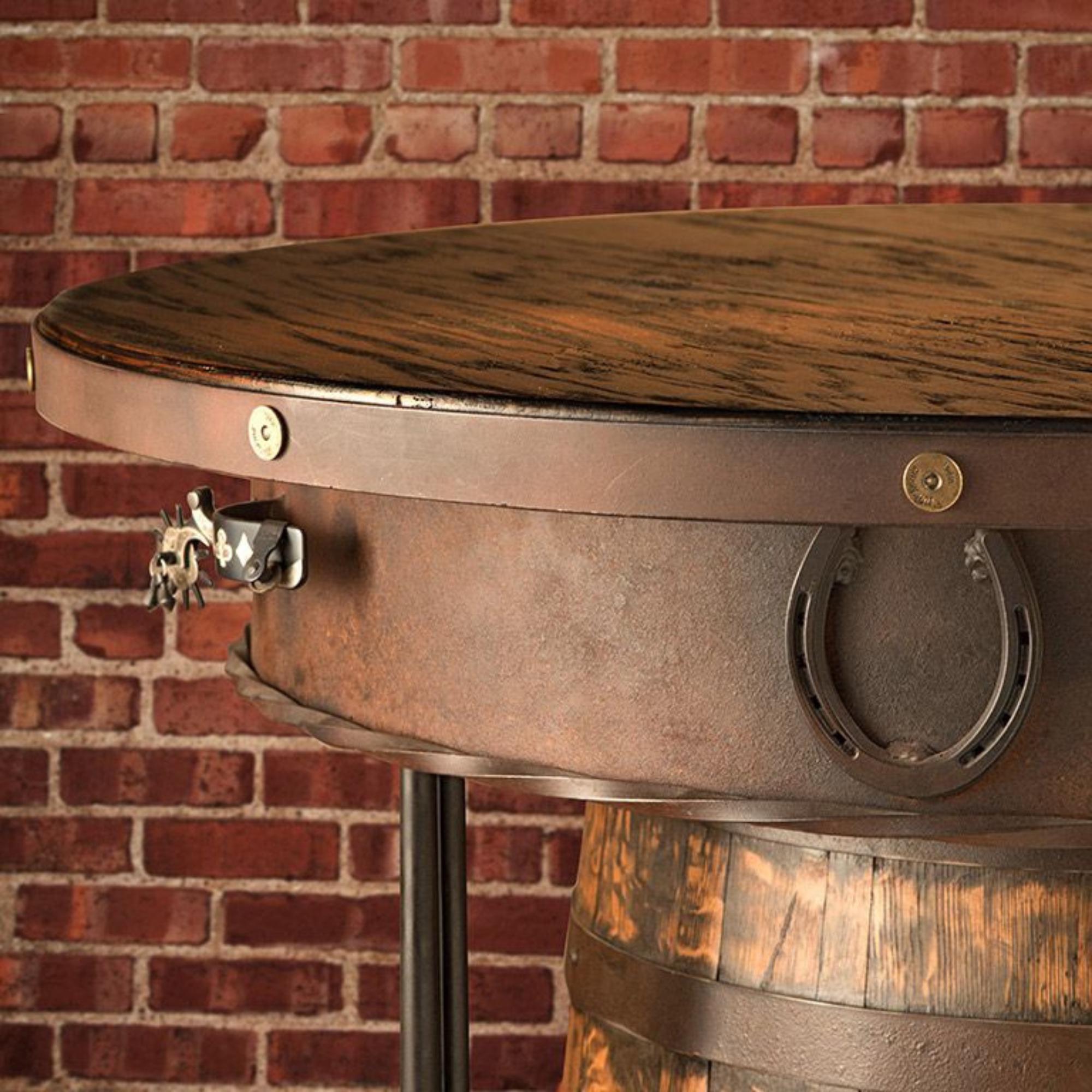 Outlaw Whiskey Barrel Pub Table Rustic Barrel Table Handmade Whiskey ...