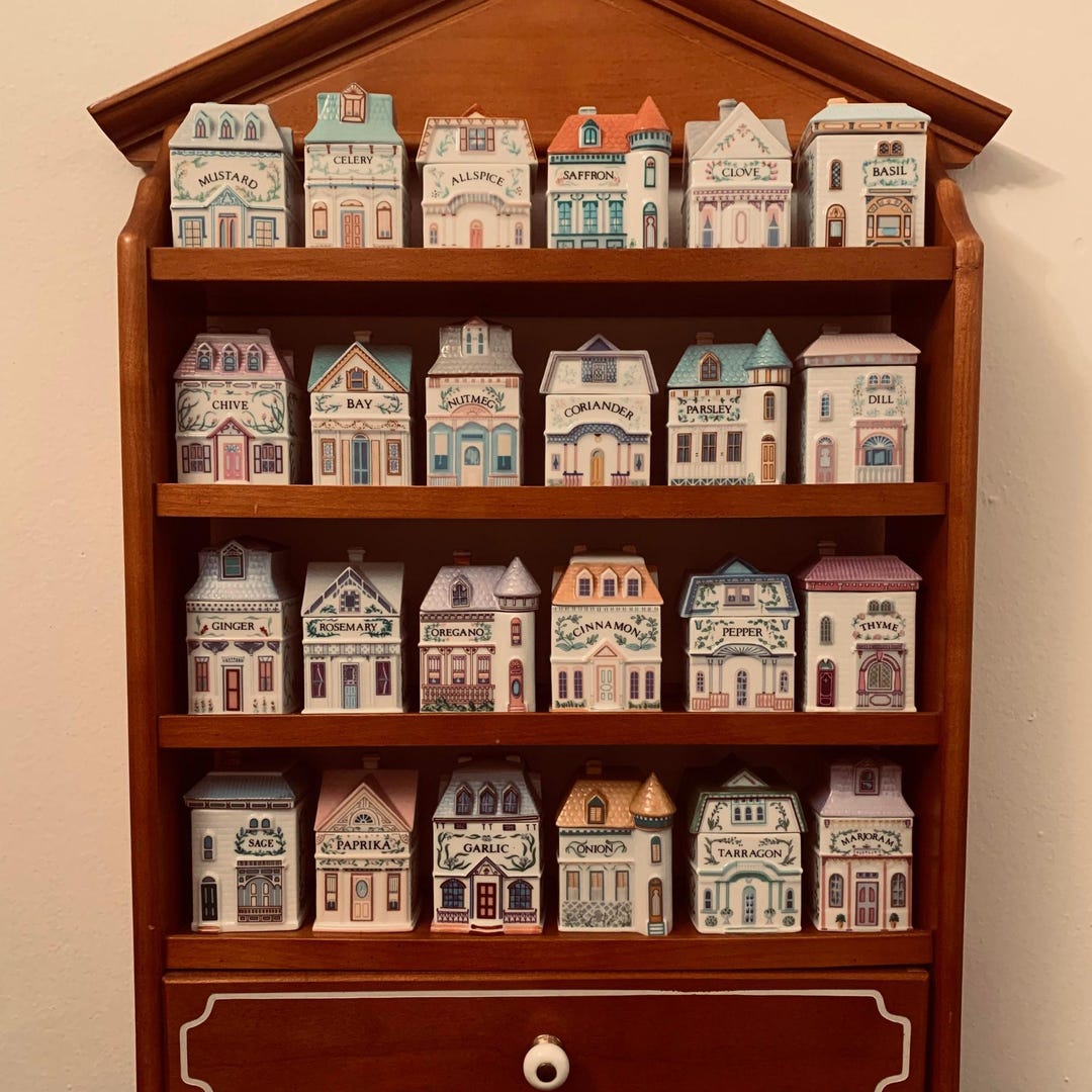 Vintage Authentic 1989 Lenox Spice Village Complete Set of 24 Spice Jar ...