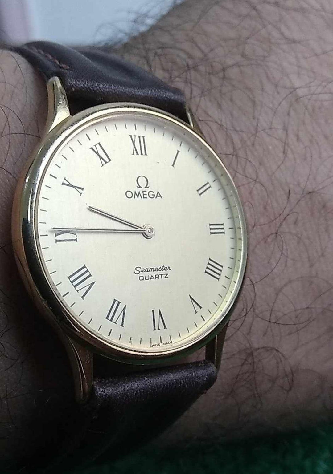 Genuine Omega Seamaster Swiss Gold Color Dial Quartz Watch - Etsy