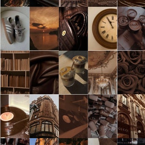 125 PCS Brown Aesthetic Wall Collage Kit | Brown Wall Decor | Photo ...