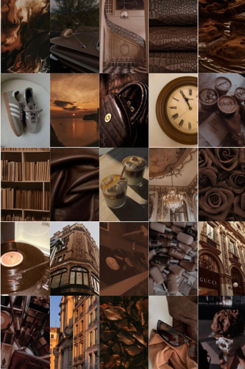 125 PCS Brown Aesthetic Wall Collage Kit | Brown Wall Decor | Photo ...