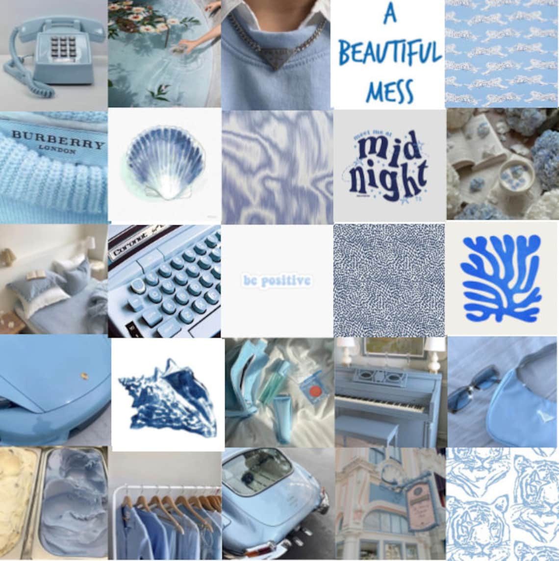 150 PCS Blue Aesthetic Wall Collage Kit | Blue Wall Decor | Photo Wall ...