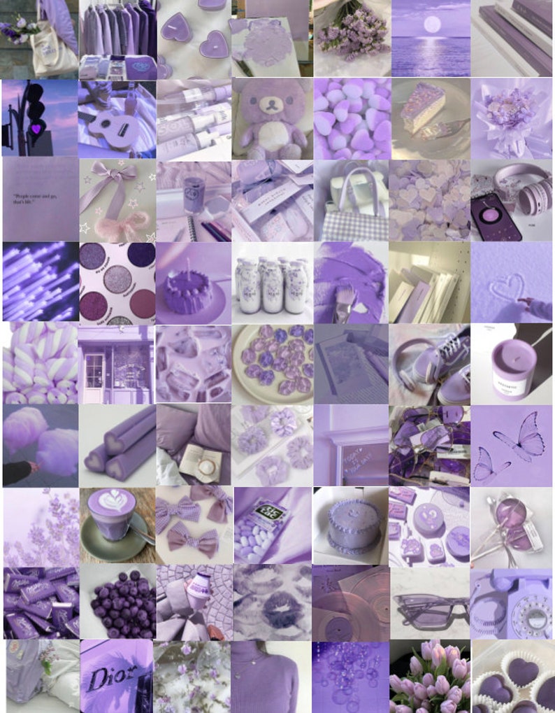 125 PCS Purple Aesthetic Wall Collage Kit | Purple Wall Decor | Photo ...