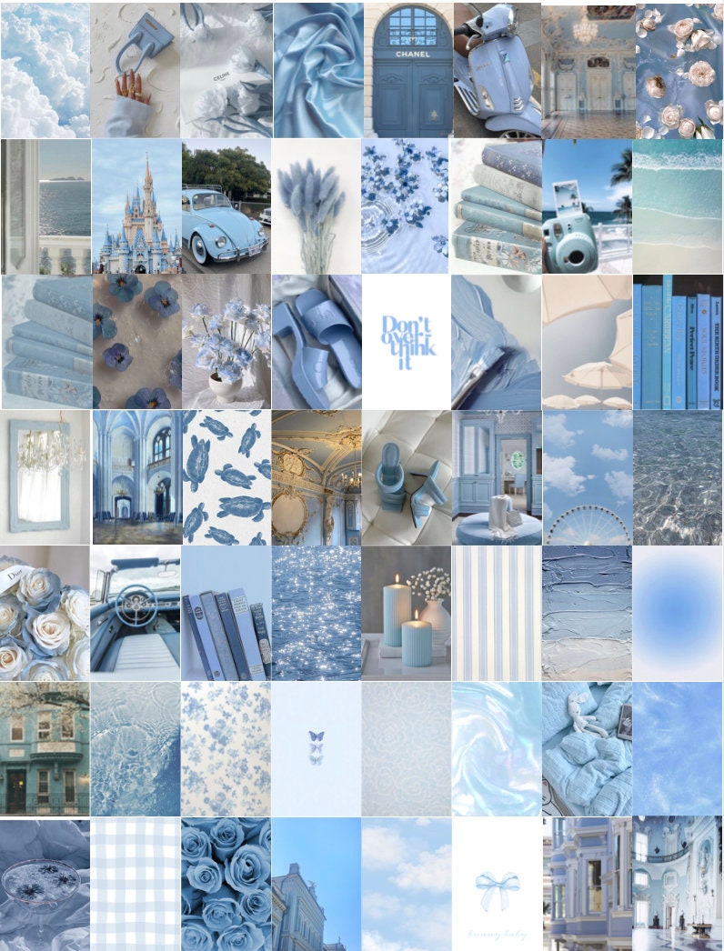 150 PCS Blue Aesthetic Wall Collage Kit | Blue Wall Decor | Photo Wall ...