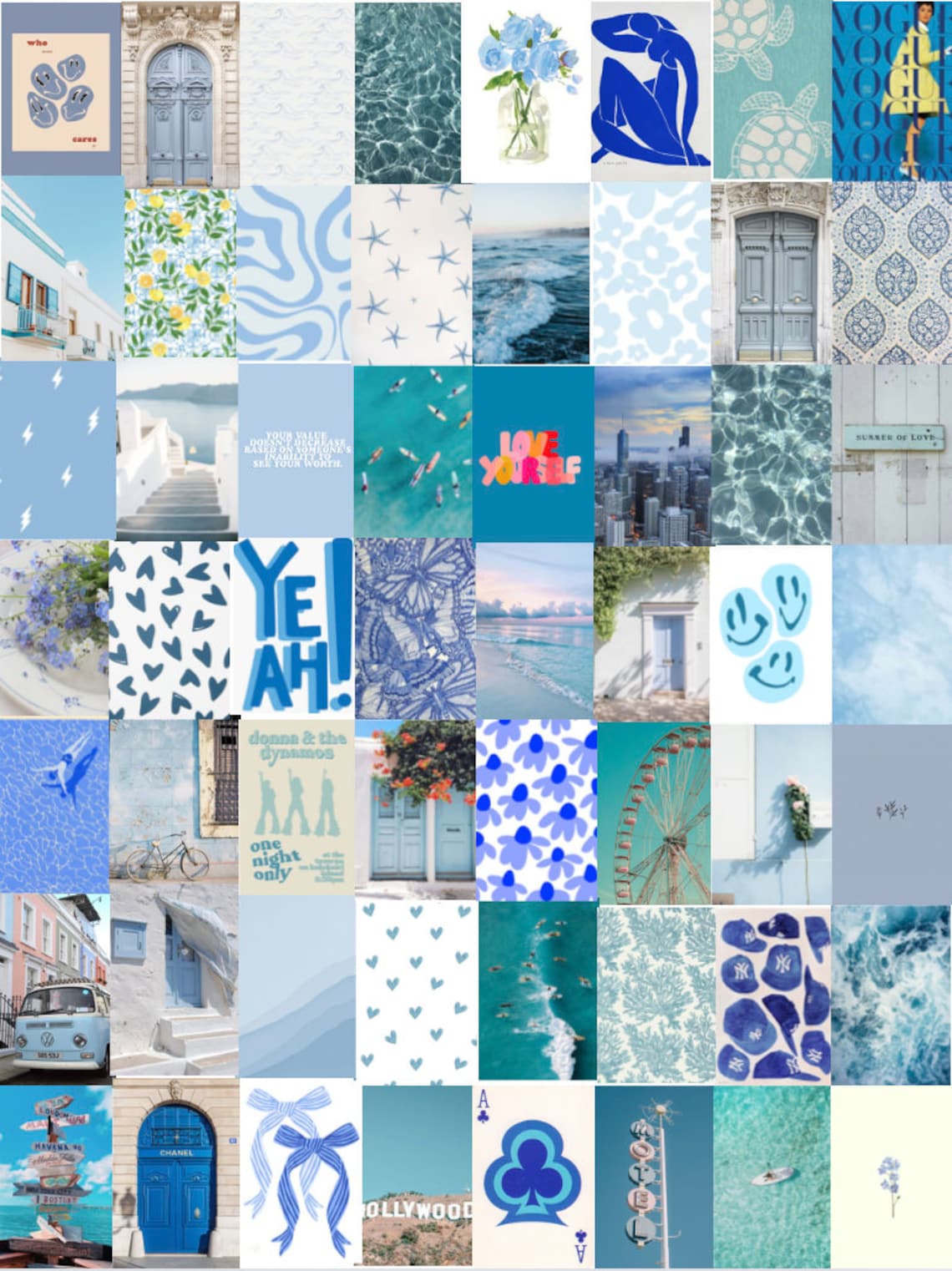 150 PCS Blue Aesthetic Wall Collage Kit | Blue Wall Decor | Photo Wall ...