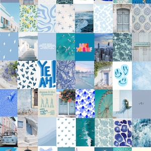 150 PCS Blue Aesthetic Wall Collage Kit | Blue Wall Decor | Photo Wall ...