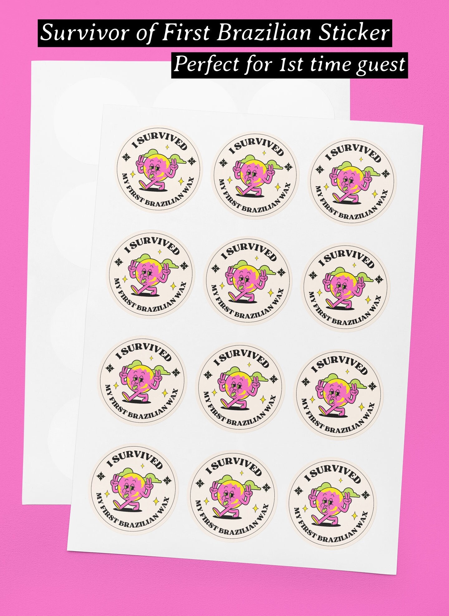 Printable "i Survived My First BRAZILIAN Wax" Stickers - Etsy
