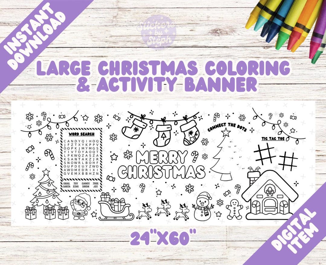 Christmas Coloring Banner & Activity Sheet – DIGITAL DOWNLOAD - Etsy
