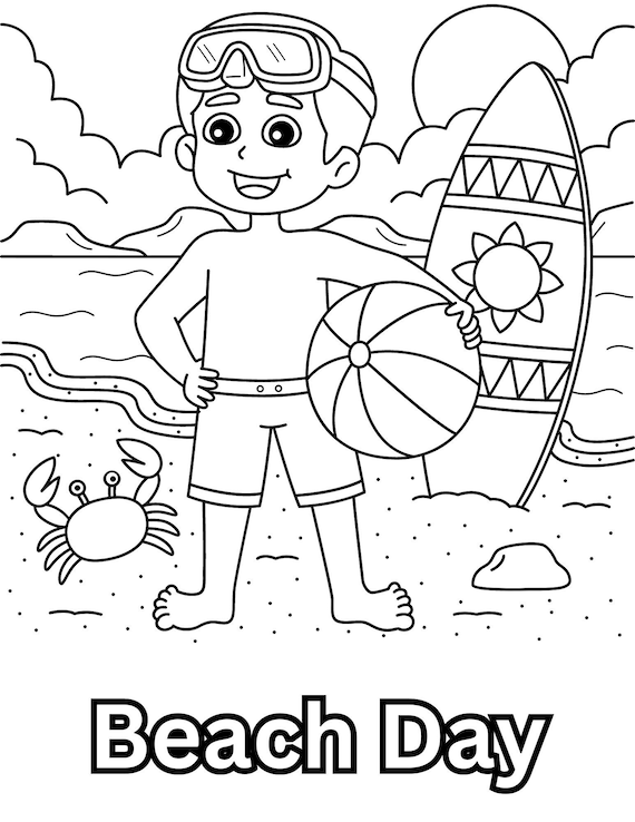 Beach Day Coloring Pages