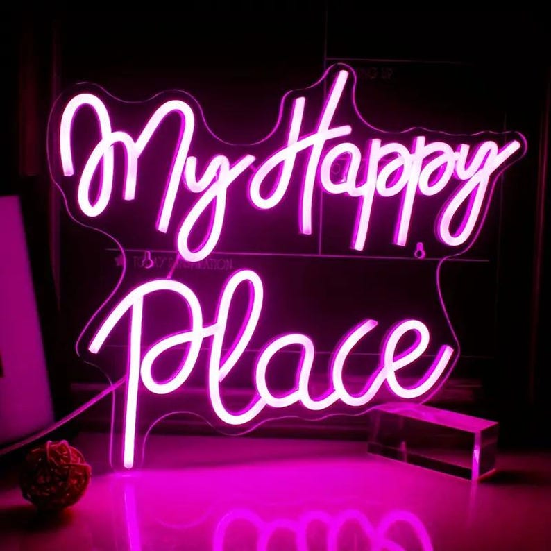 My Happy Place Neon Sign - Etsy