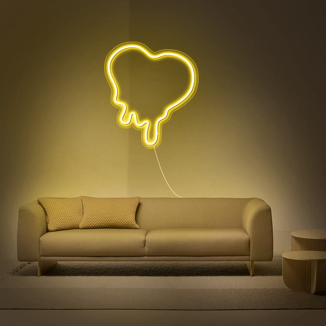 Melted Heart Neon Sign | Neon Sign | Neon Wall Hang | Wall Art - Etsy