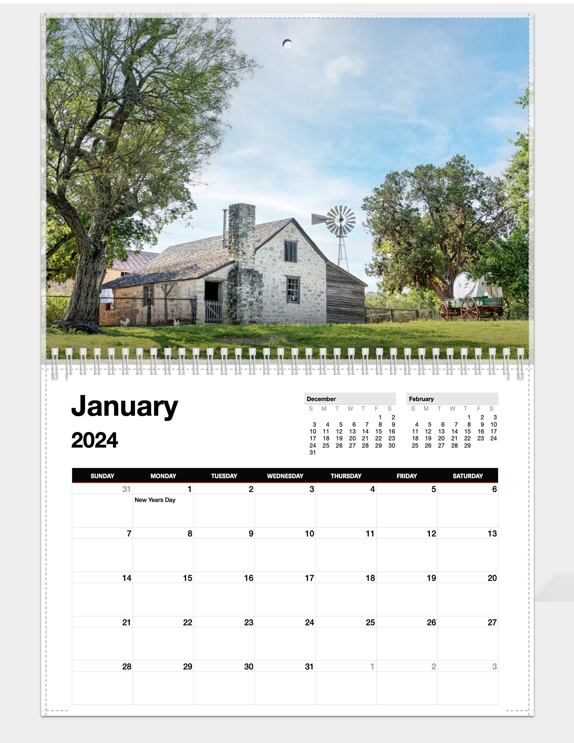 Farmhouse 2024 Wall Calendar 17x11 Opened Size - Etsy