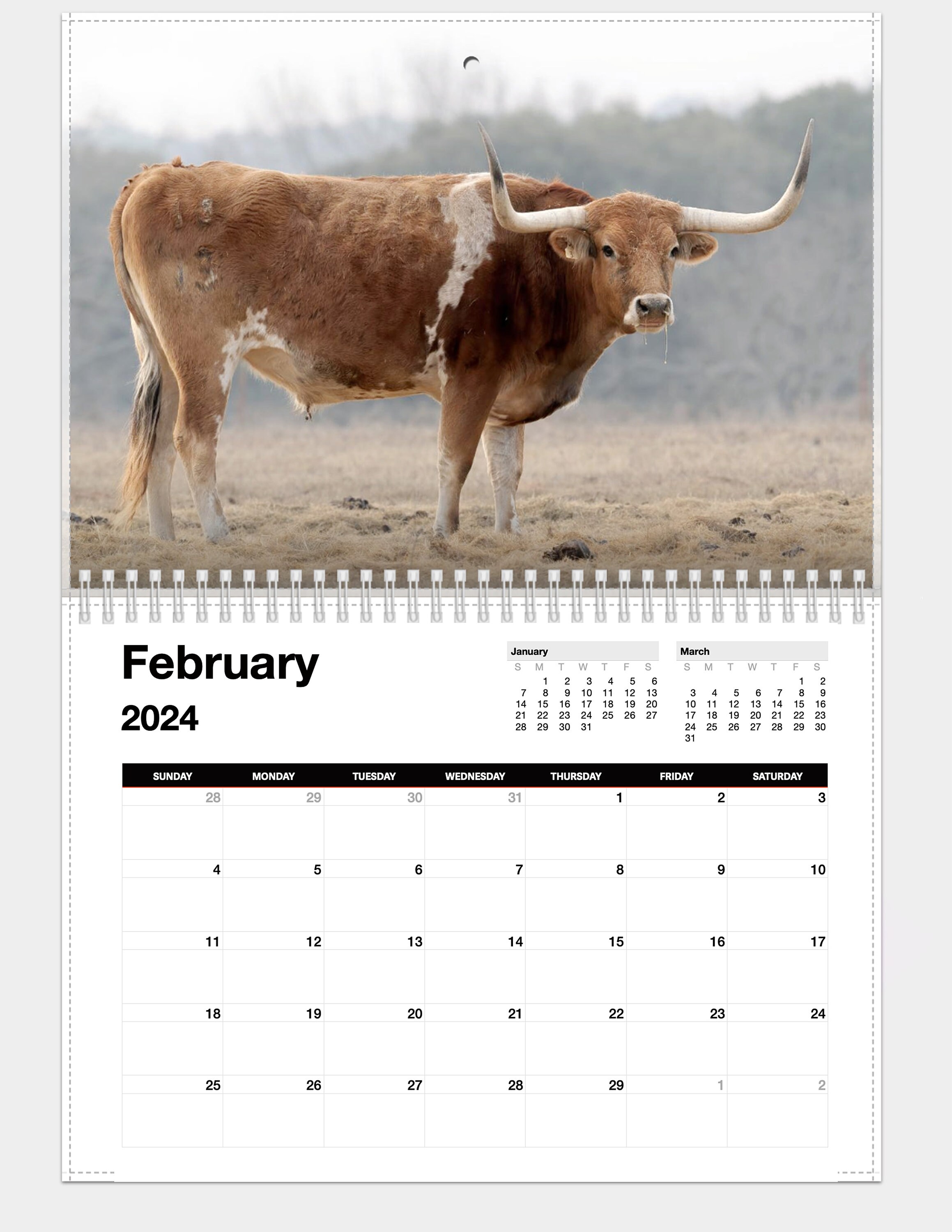Farmhouse 2024 Wall Calendar 17x11 Opened Size - Etsy
