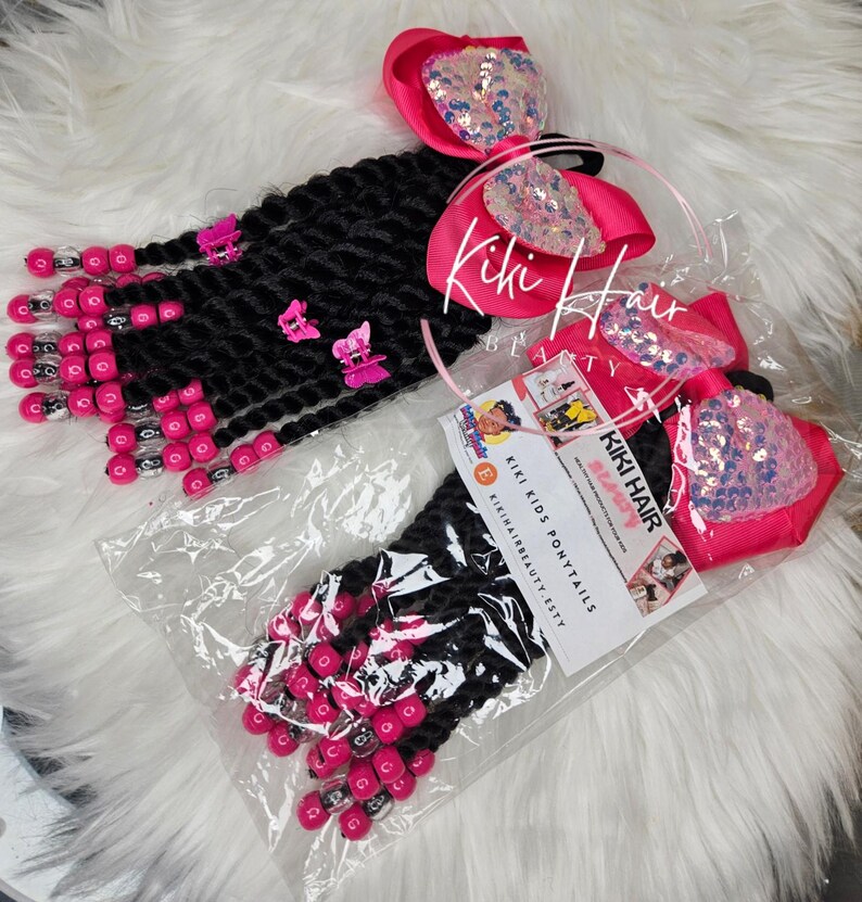 Kids 2 Pieces Braided Ponytails Twist Pink 6 Inches - Etsy