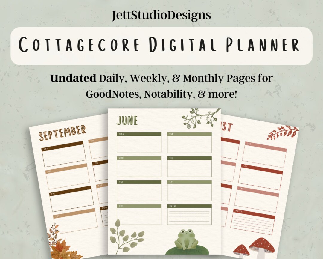 Cottagecore Aesthetic Digital Planner Daily, Weekly, Monthly Planner ...