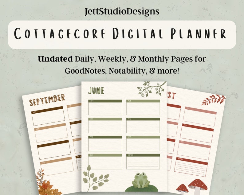 Cottagecore Aesthetic Digital Planner Daily, Weekly, Monthly Planner ...