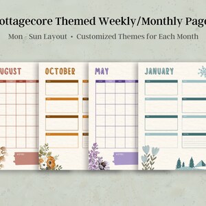 Cottagecore Aesthetic Digital Planner Daily, Weekly, Monthly Planner ...