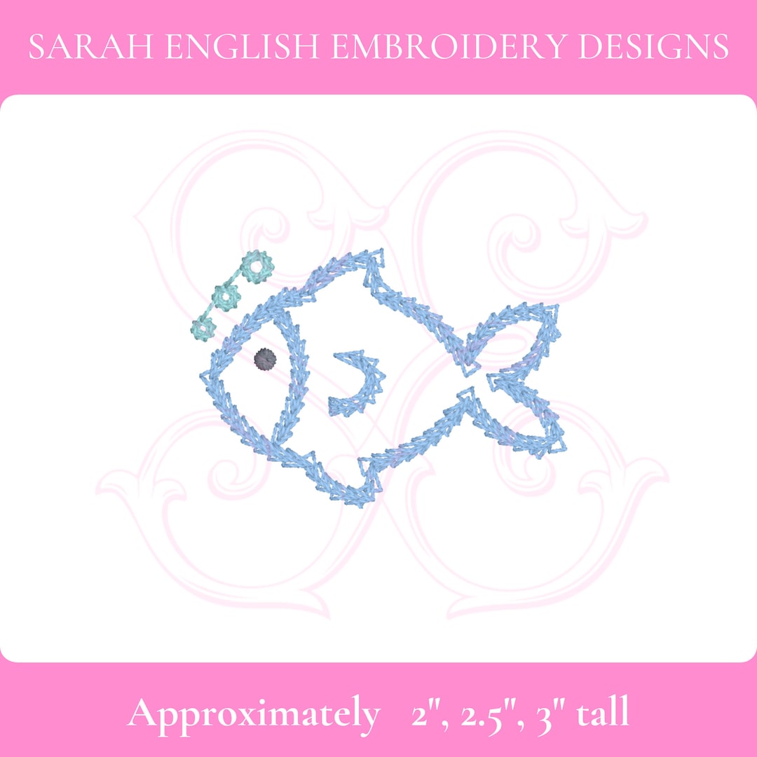 Fish Mini Chain Stitch Machine Embroidery Design - DIGITAL FILE ...