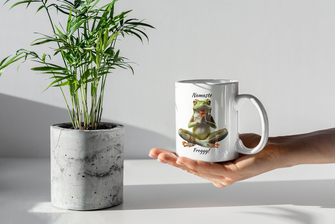 Yoga Frog Mug Namaste Froggy Coffee Mug Cute Funny Yoga Frog Namaste ...