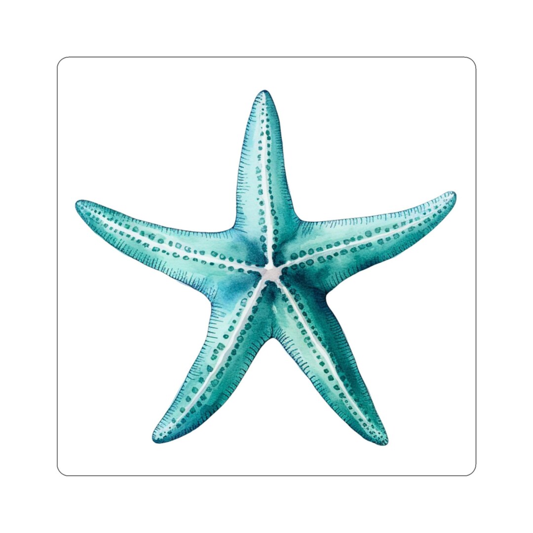 Aqua Teal Starfish Sticker Kiss Cut Sticker - Etsy