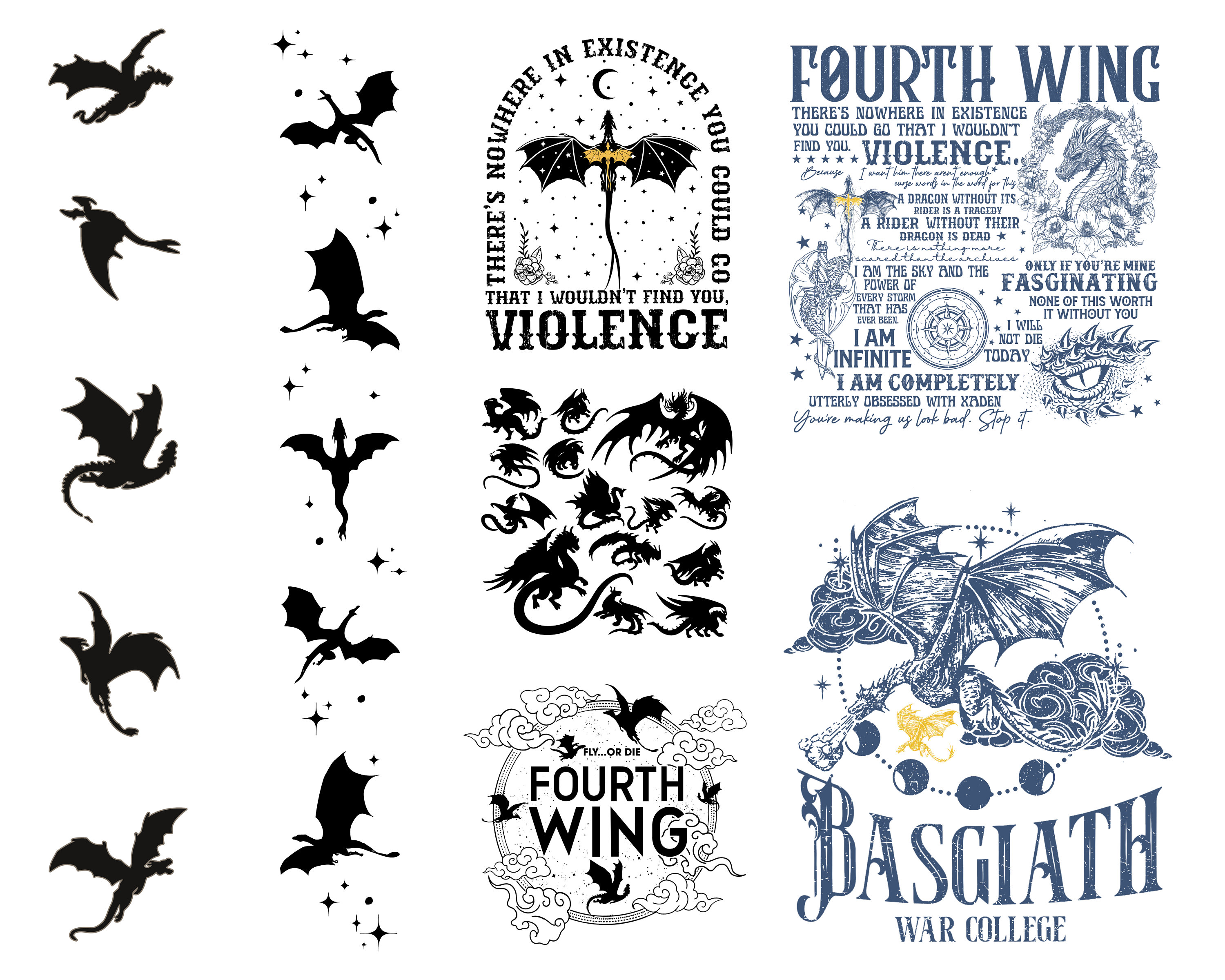 Fourth Wing Png Stencil Basgiath Digital File Rebecca Yarros - Etsy España