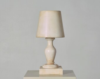 Vintage Alabaster Stone Marble Table Lamp With Victorian Style Silk ...