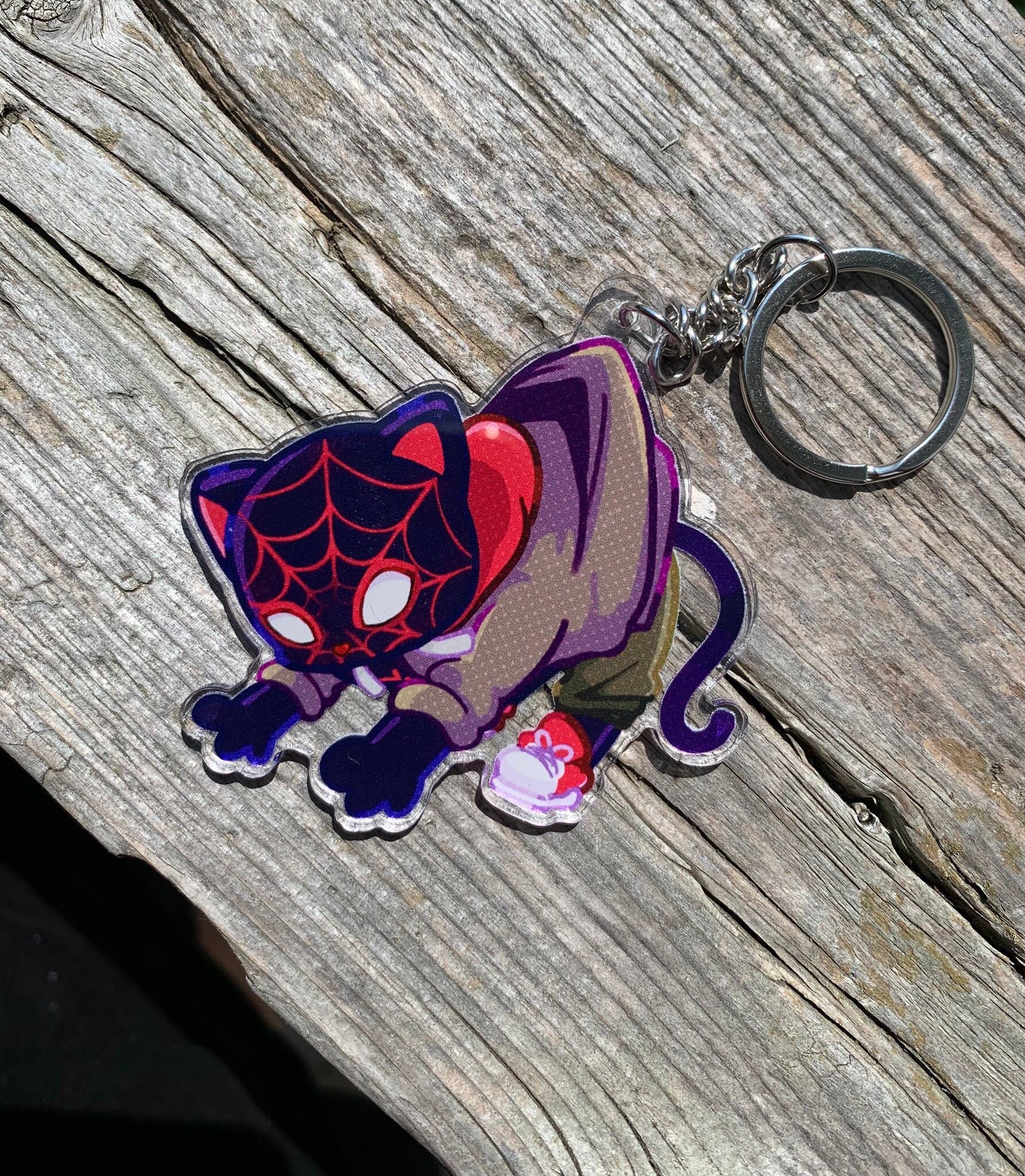 Miles Morales meows Morales Keychain Into the Spiderverse - Etsy
