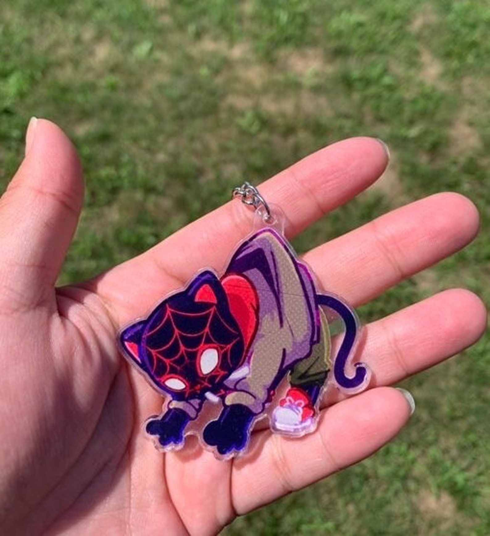Miles Morales meows Morales Keychain Into the Spiderverse - Etsy