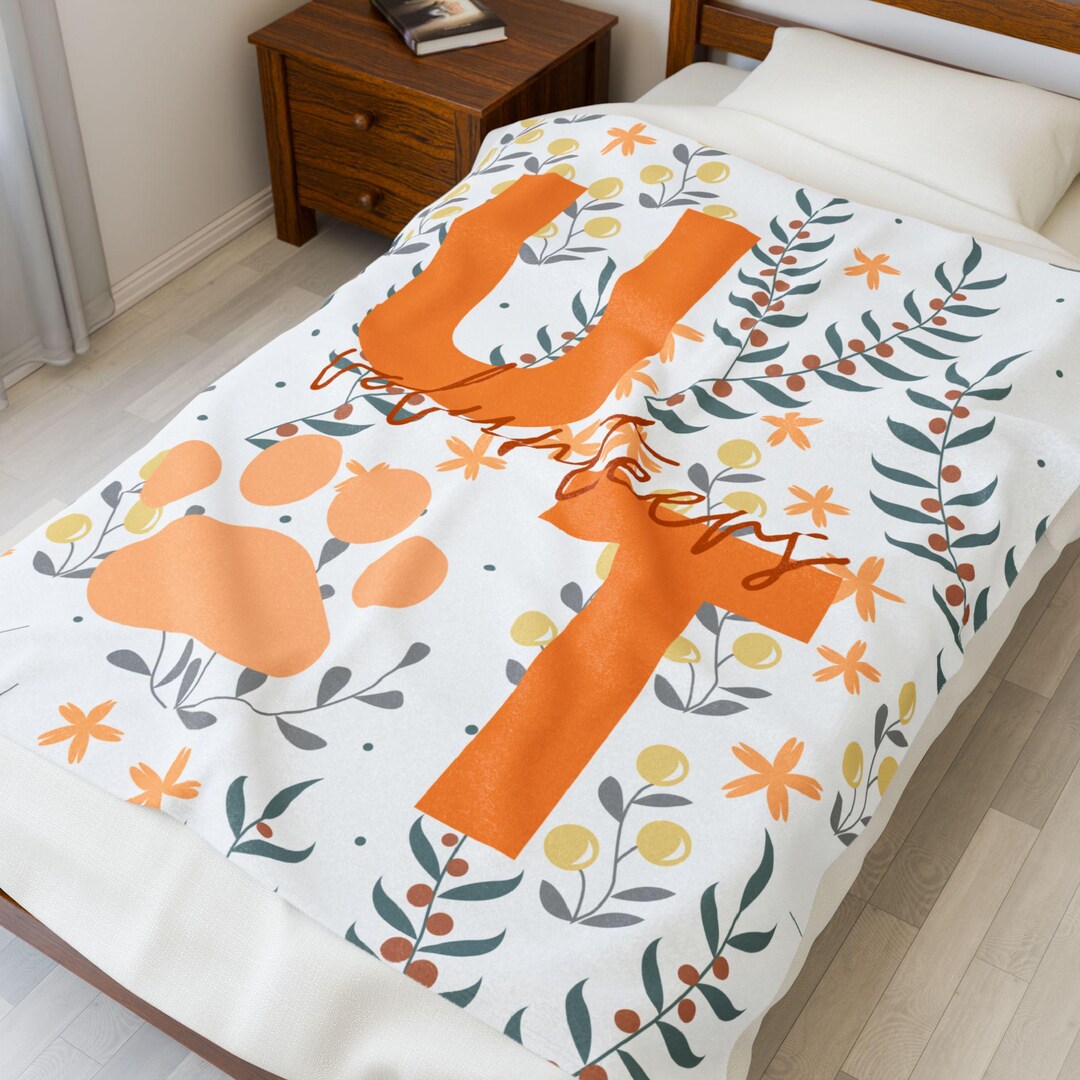 Velveteen Plush Blanket, Tennessee Vols Throw, Floral Background, Home ...