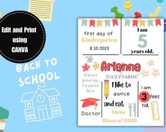 Printable Editable Back to School Sign Last Day of School - Etsy