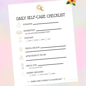 Daily Self-care Checklist | Printable Wellness Tracker | Spiritual Self ...