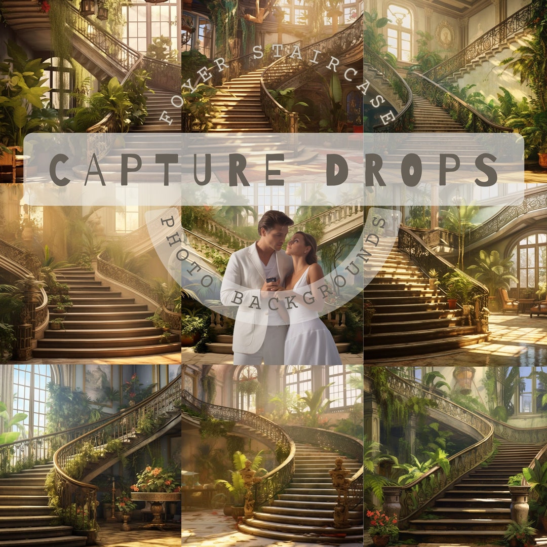 12 Digital Backdrops, Stunning Staircase Foyer, Photoshop Overlays ...