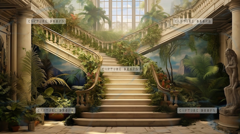 12 Digital Backdrops, Stunning Staircase Foyer, Photoshop Overlays ...
